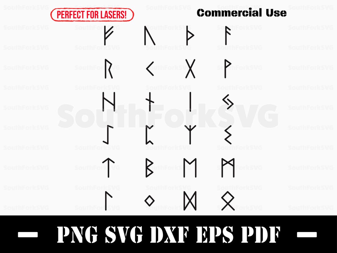 Elder Futhark Runes Only Svg Png Dxf Eps Pdf Bundle | Older Futhark ...