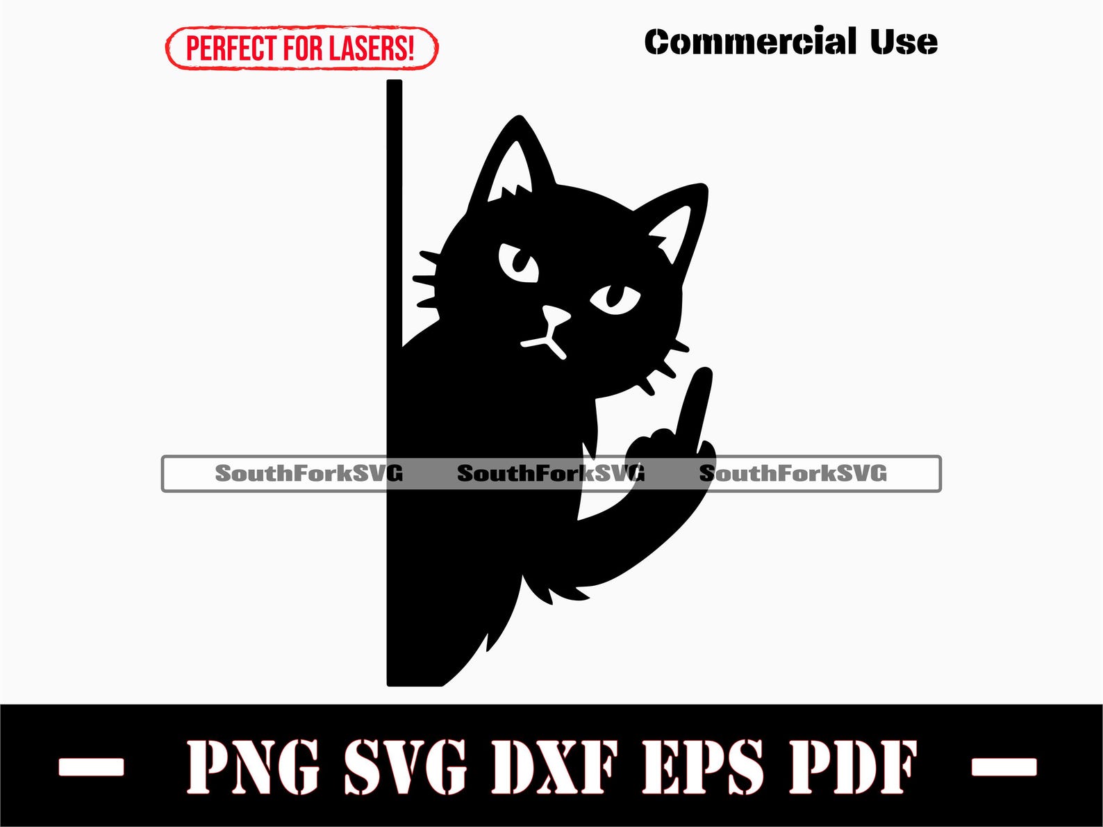 Peering Black Cat Middle Finger Svg Png Dxf Eps Pdf | Vector Graphic ...