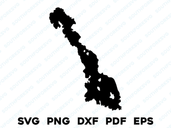 Pushaw Lake Maine Map Shape Silhouette Outline Svg Png Dxf Pdf - Etsy