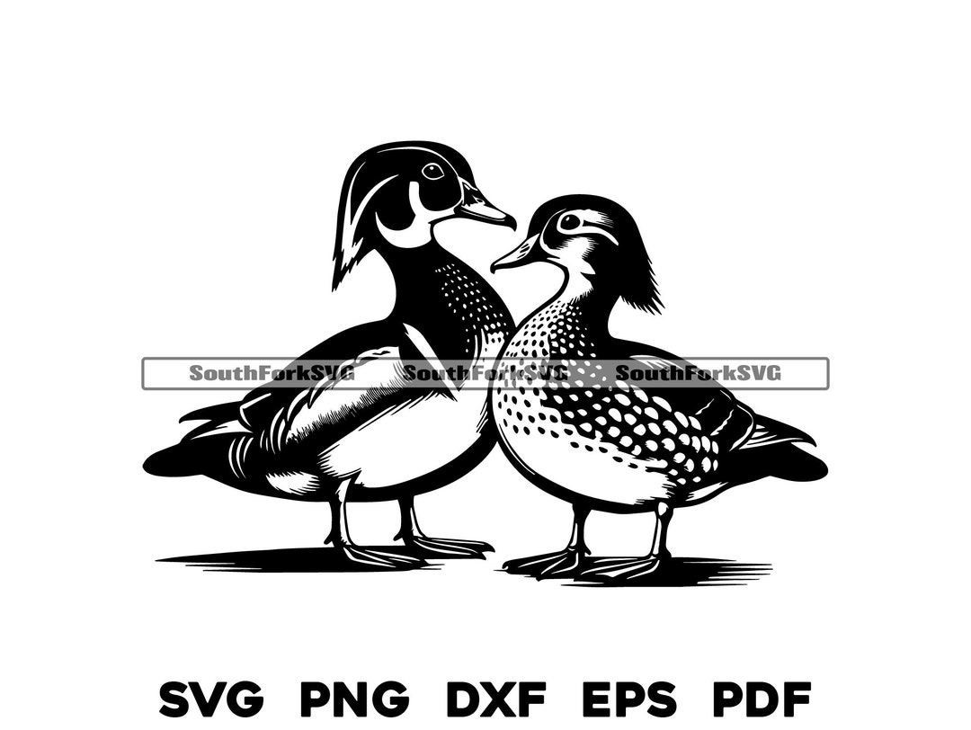 Male & Female Wood Ducks Pair Svg Png Dxf Eps Pdf Vector Graphic Design ...