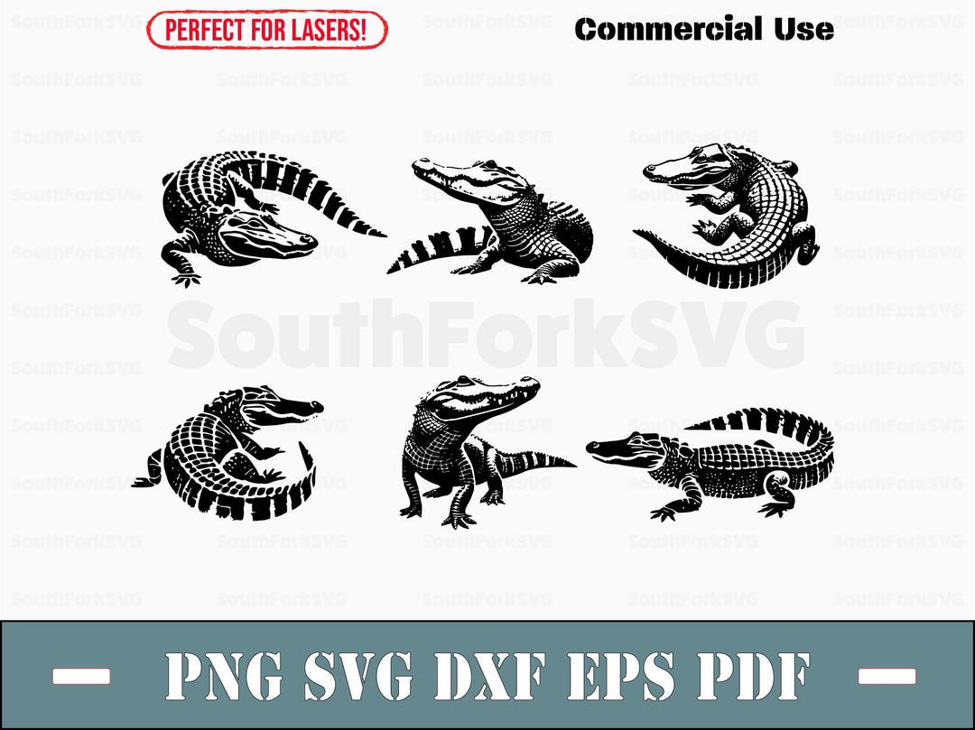 Alligator SVG Bundle Svg Png Dxf Eps Pdf Laser Cnc Vinyl Cut Print Dye ...