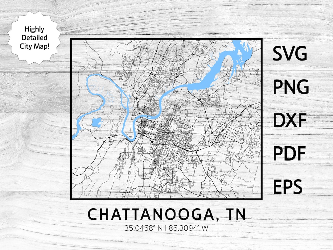 Chattanooga Tennessee TN City Map | Svg Png Dxf Pdf Eps | Vector ...
