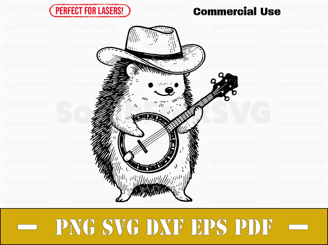 Hedgehog Playing Banjo Svg Png Dxf Eps Pdf | Laser Engrave Cut Print ...