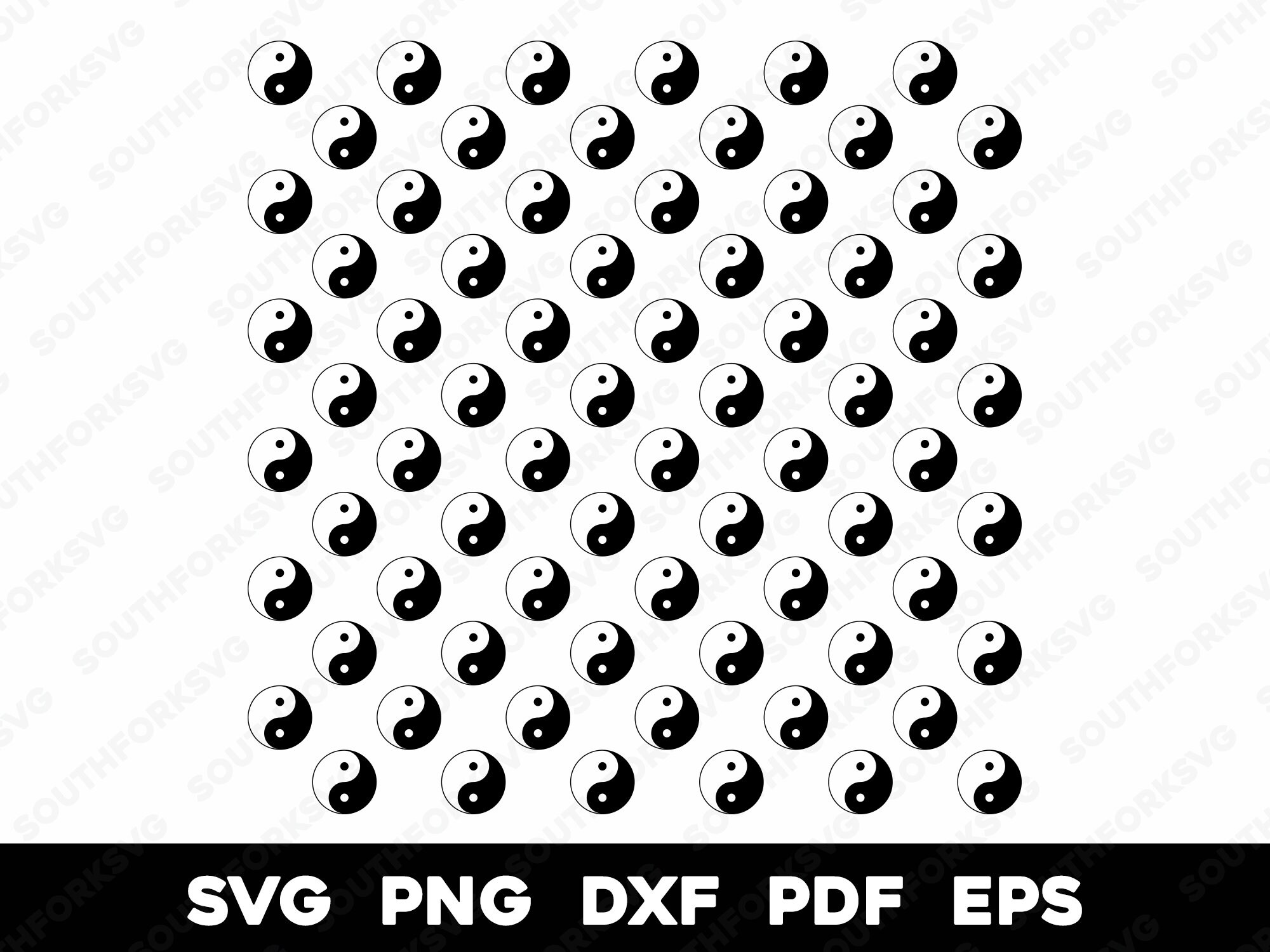 Yin Yang Pattern Svg Png Dxf Eps Pdf Vector Graphic Design Etsy