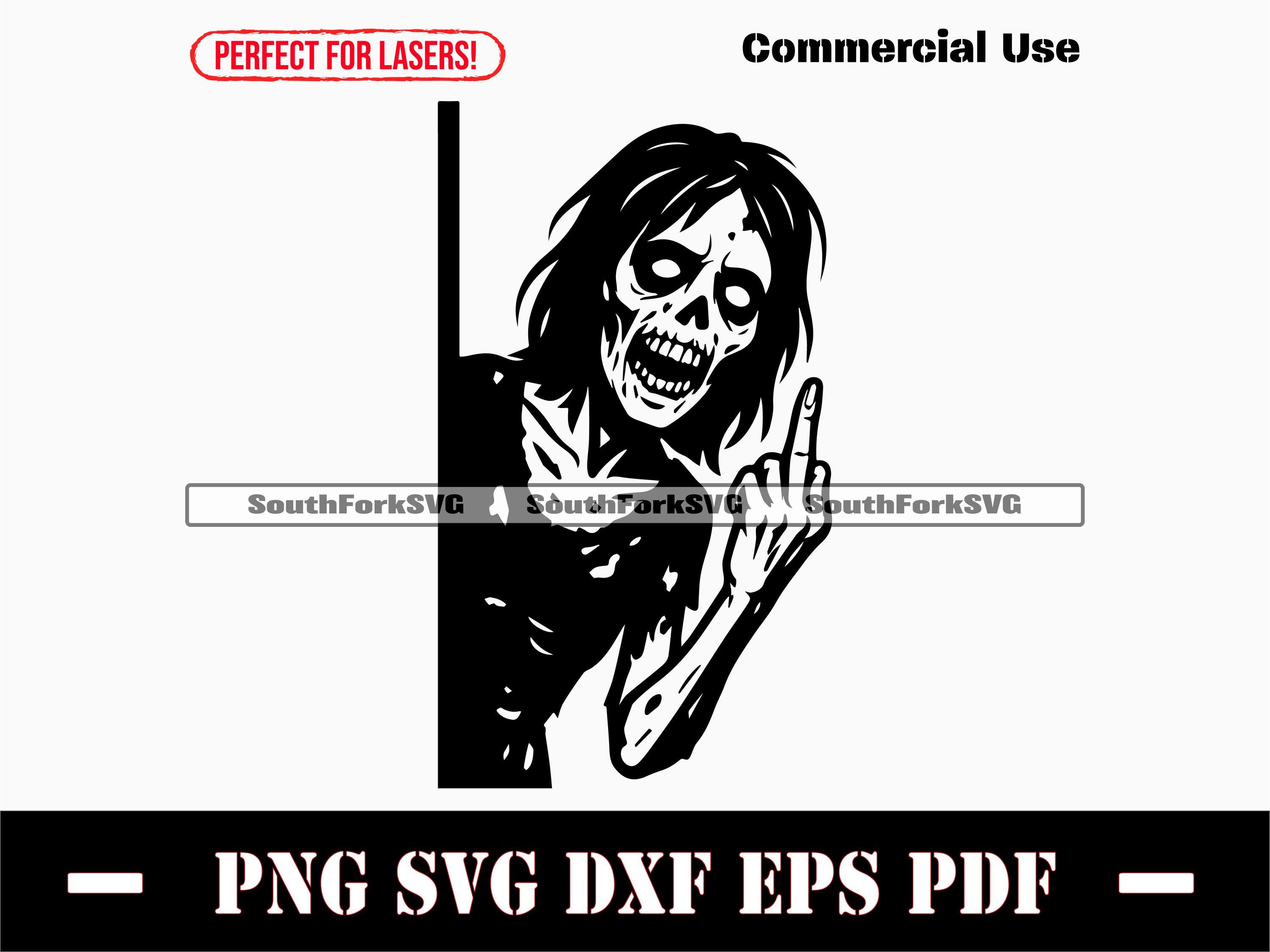 Peering Girl Zombie Middle Finger Svg Png Dxf Eps Pdf | Vector Graphic ...