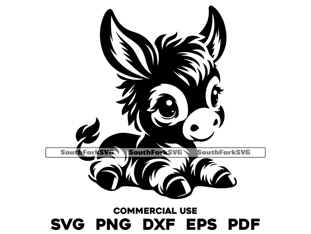 Cute Baby Donkey Svg Png Dxf Eps Pdf | Laser Engrave Cut Print Files ...