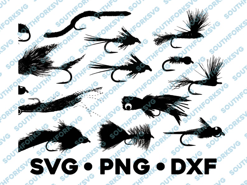 Fly Fishing Pattern Lure SVG PNG DXF Laser Bundle Dry Nymph Streamer ...