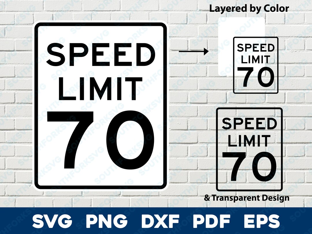 Speed Limit 70 Sign Logo Symbol Svg Png Dxf Eps Pdf Layered by Color ...