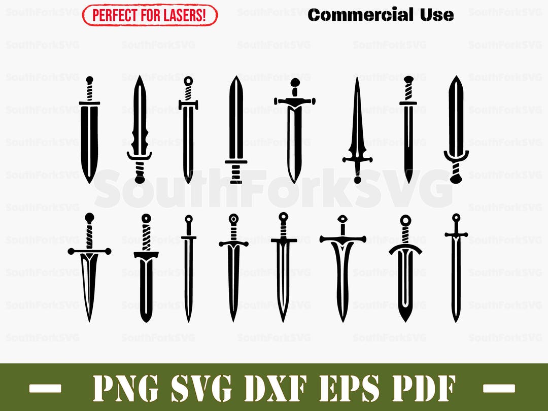 Simple Swords Bundle Svg Png Dxf Eps Pdf | Vector Graphic Cut Print Dye ...