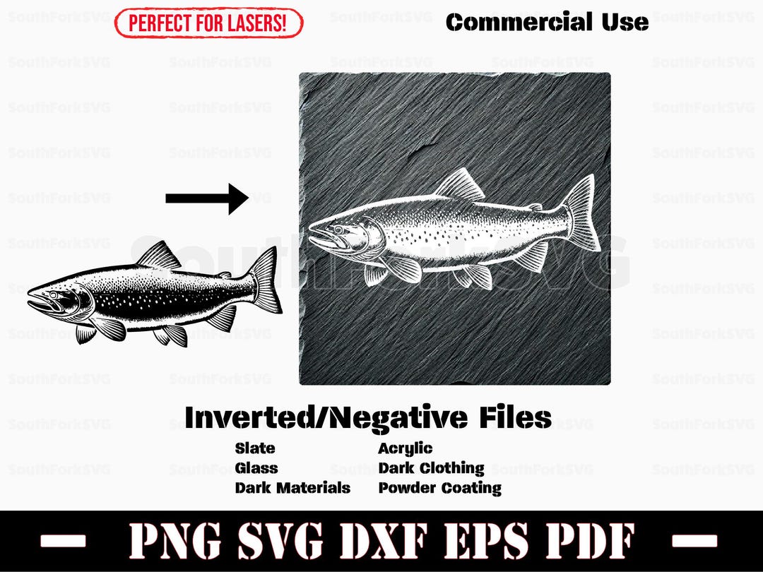 Inverted Salmon Svg Png Dxf Eps Pdf | Vector Graphic Cut Print Laser ...