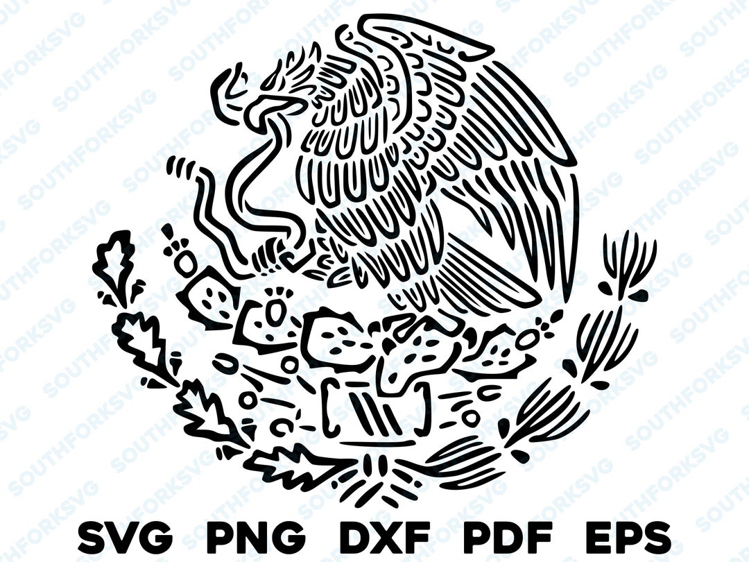 Mexico Coat of Arms Outline Svg Png Dxf Eps Pdf Transparent Vector Graphic Design Digital Cut ...