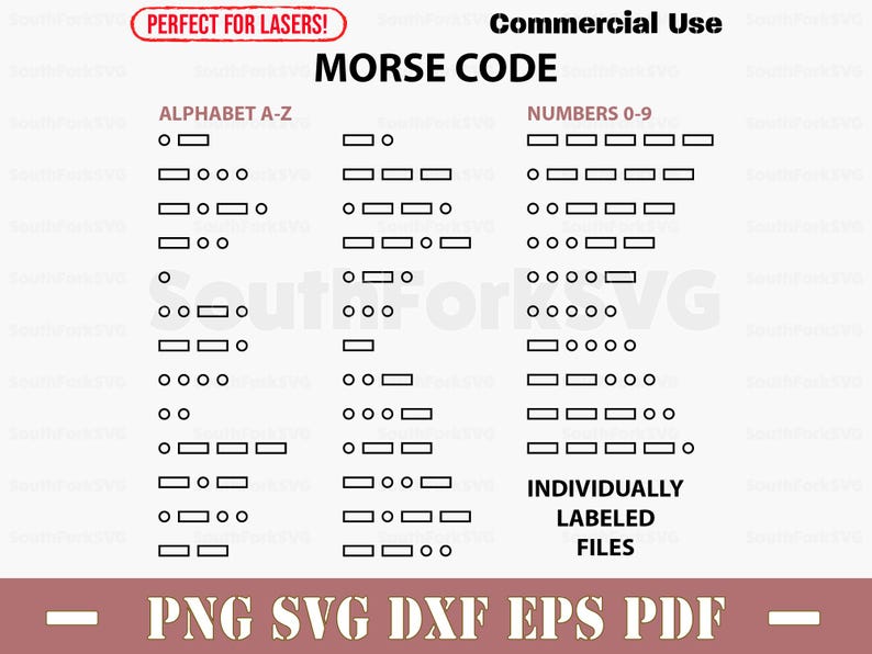 Morse Code Alphabet & Numbers 0-9 Outlines Svg Png Dxf Eps Pdf | Vector ...
