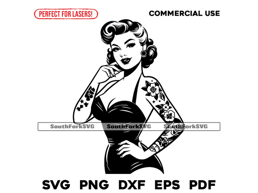 Pinup Girl Tattoos & Piercings Svg Png Dxf Eps Pdf Files | Cut Print ...