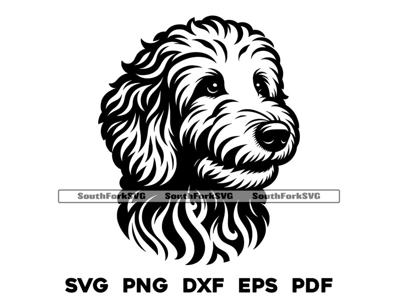 Goldendoodle Dog Head Design | Svg Png Dxf Eps Pdf | Vector Graphic Cut ...