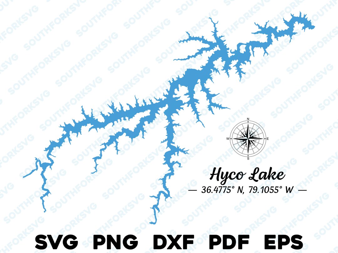 Hyco Lake North Carolina Map Shape Silhouette Svg Png Dxf Pdf Eps ...