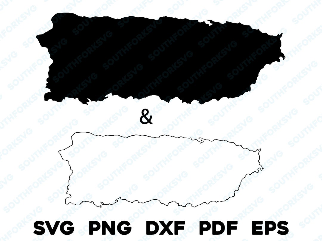 Puerto Rico Country Silhouette & Outline Shapes Svg Png Dxf Pdf Eps ...