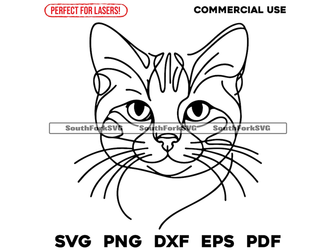 Tabby Cat Minimal Line Art | Svg Png Dxf Eps Pdf | Vector Graphic Cut ...
