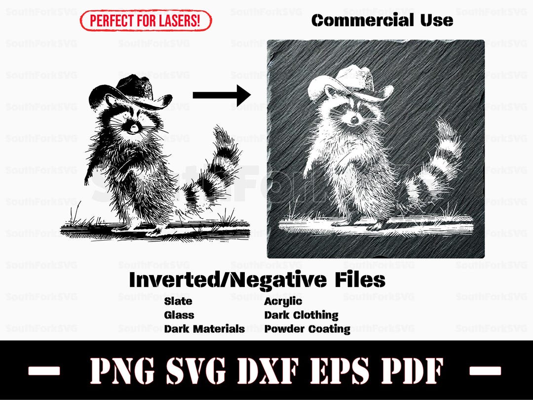 Inverted Raccoon Cowboy Hat Svg Png Dxf Eps Pdf | Vector Cut Print ...