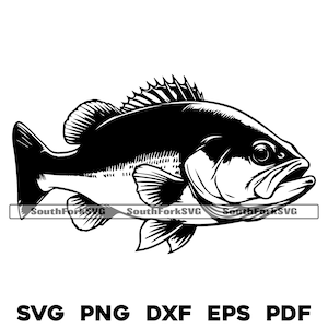 Largemouth Bass Svg Png Dxf Eps Pdf | Laser Engrave Cut Print Files ...