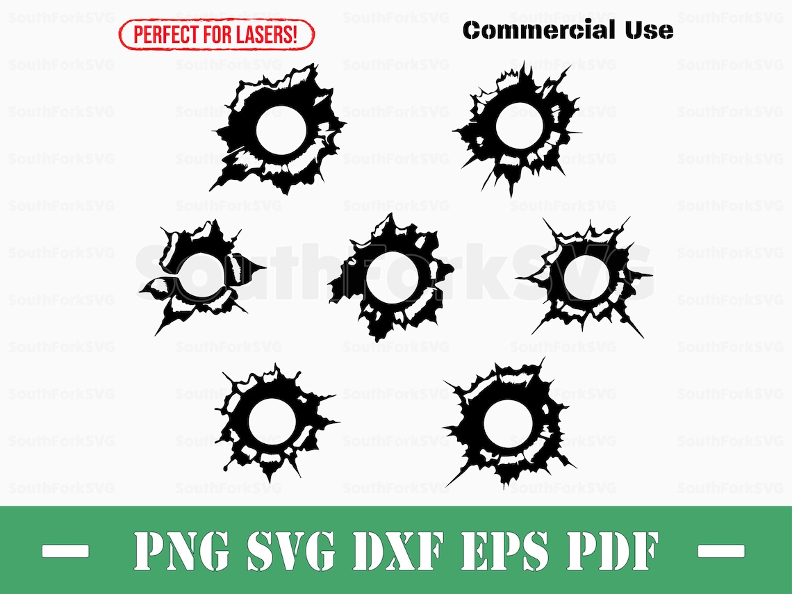 Bullet Hole SVG Bundle Svg Png Dxf Eps Pdf | Vector Graphic Cut Print ...