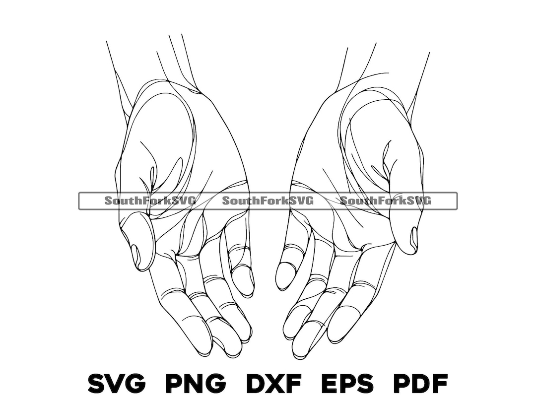 Open Palm Hands Simple Minimal Line Art Svg Png Dxf Eps Pdf | Vector ...