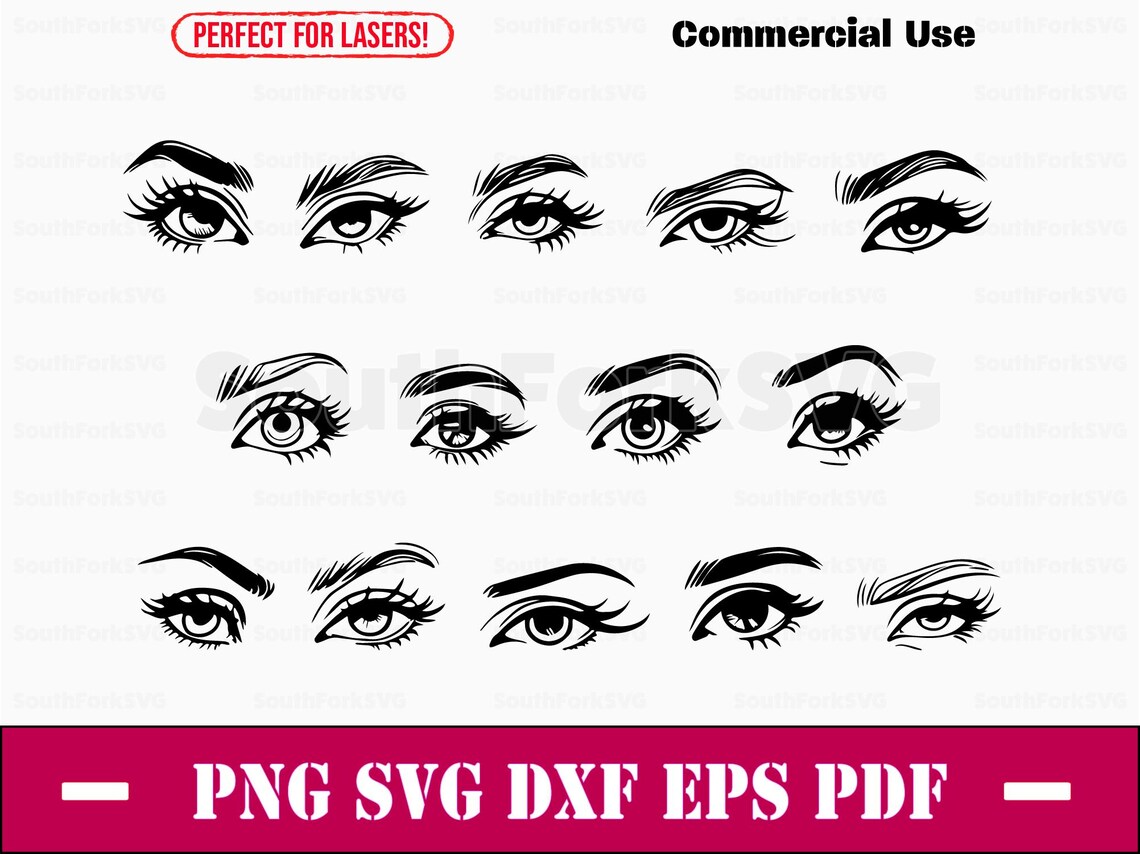 Simple Women's Eyes Bundle Svg Png Dxf Eps Pdf | Vector Graphic Cut ...