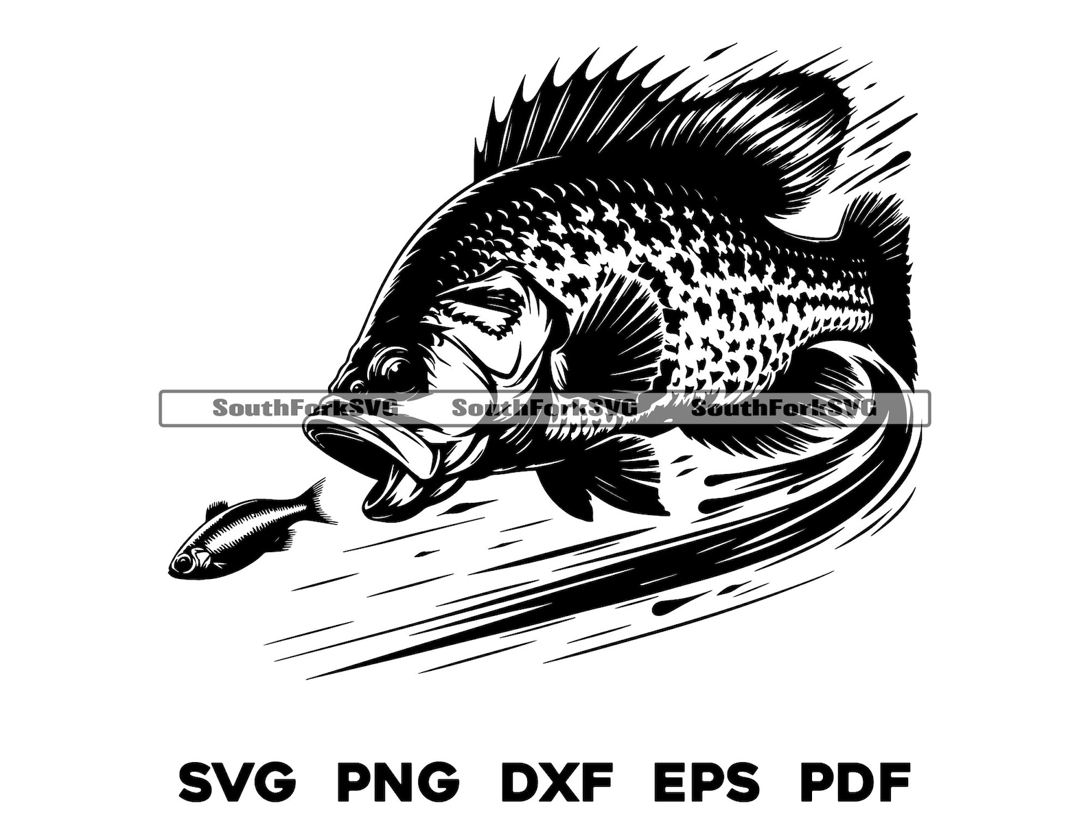 Crappie Chasing Minnow Design | Svg Png Dxf Eps Pdf | Transparent ...
