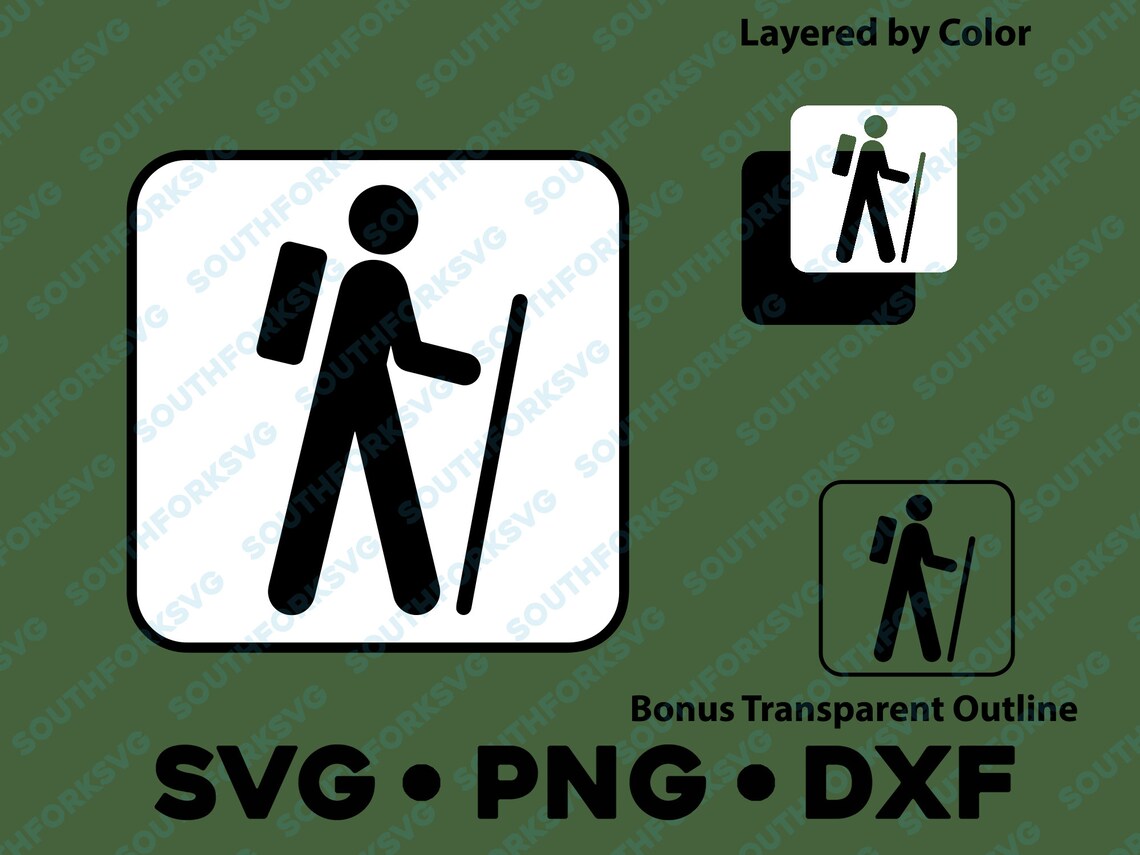 Hiking Trail Marker Logo SVG PNG DXF Layered by Color Cut File - Etsy