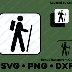 Hiking Trail Marker Logo SVG PNG DXF Layered by Color Cut File ...