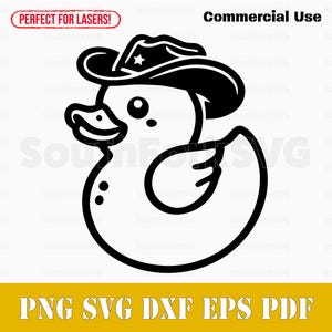 Cute Cartoon Rubber Duck in Cowboy Hat Svg Png Dxf Pdf Eps | Vector ...