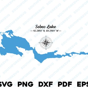 Sebec Lake Maine Map Shape Silhouette Outline Svg Png Dxf Pdf Eps ...