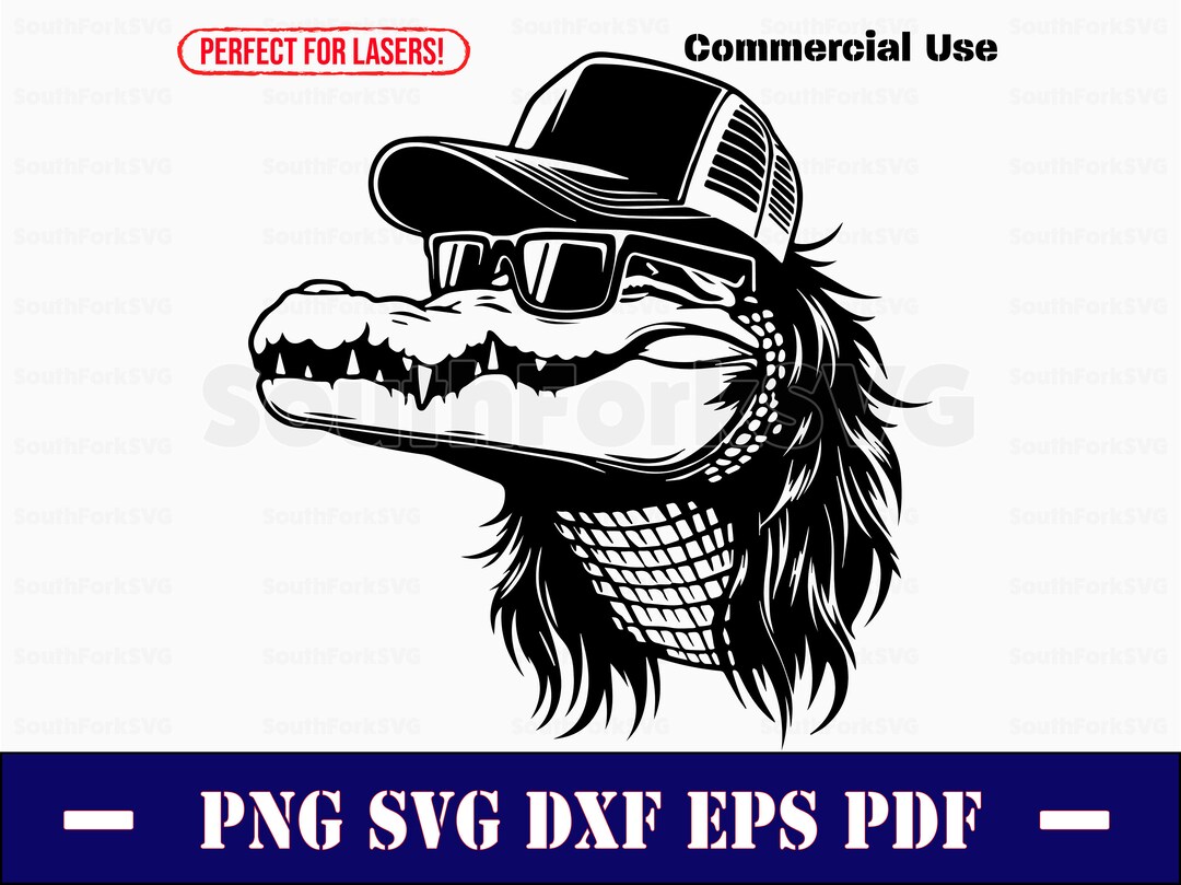 Crocodile Mullet Trucker Hat Svg Png Dxf Eps Pdf | Vector Graphic ...