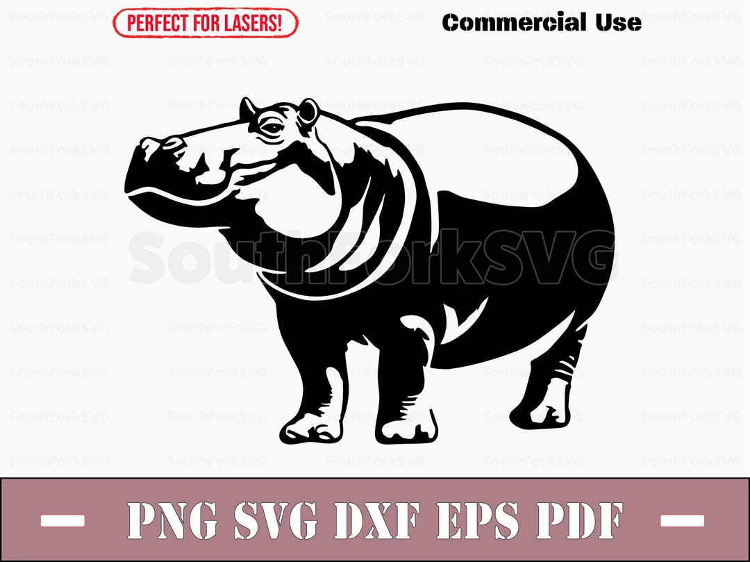 Hippo Svg Png Dxf Eps Pdf Laser Cnc Vinyl Cut Print Dye Sub Files ...
