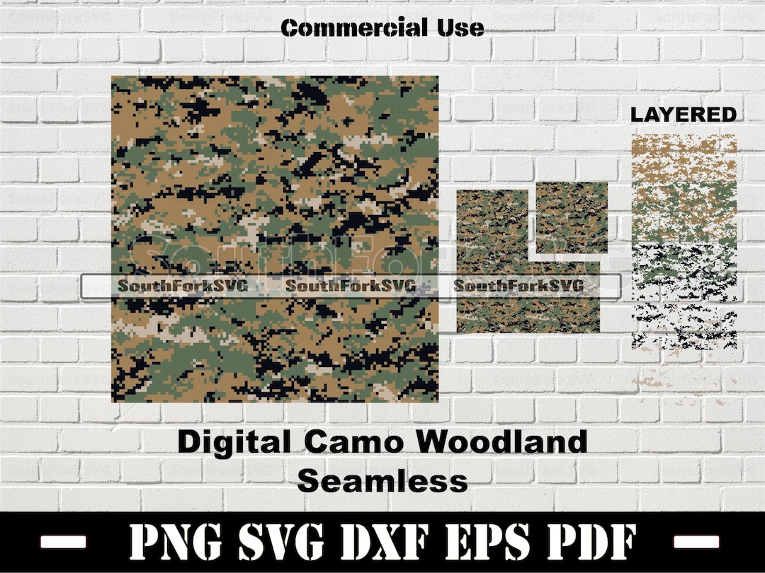 Woodland Digital Camo 4 Color Seamless Pattern | Svg Png Dxf Eps Pdf ...