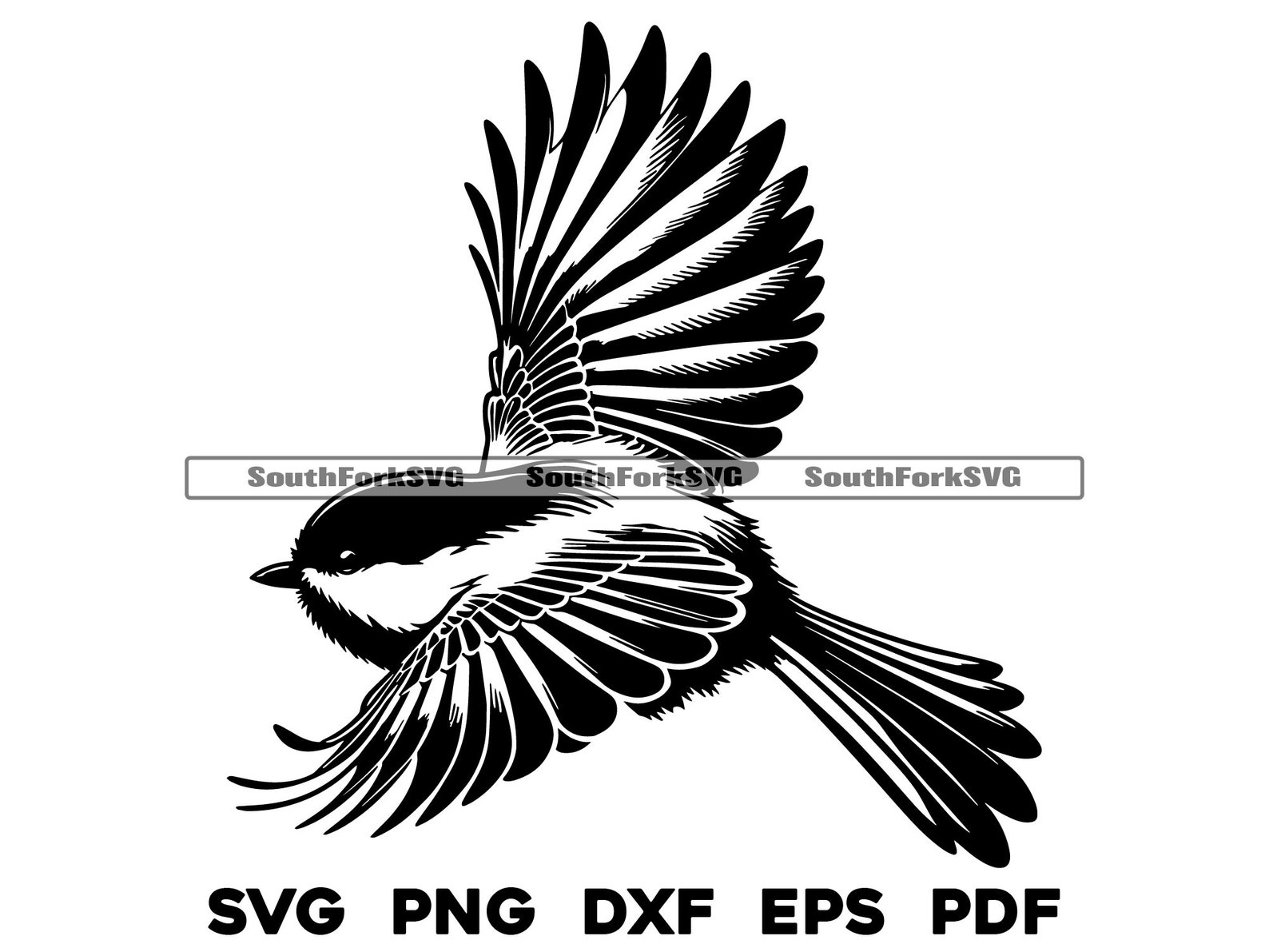Flying Chickadee Bird Design | Svg Png Dxf Eps Pdf | Vector Graphic Cut ...