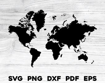 World Map Outline All 195 Countries SVG Vector Files for Cricut, Laser ...