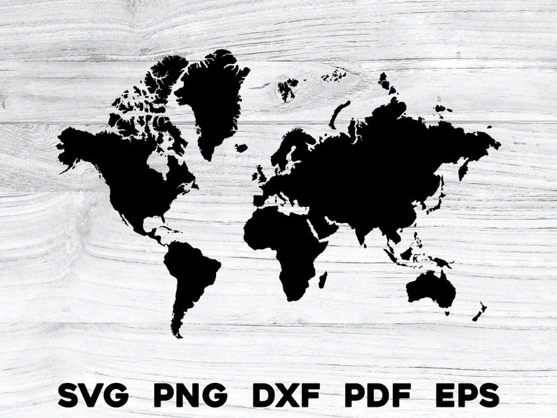 World Map Silhouette Shapes Countries Continents Svg Png Dxf - Etsy