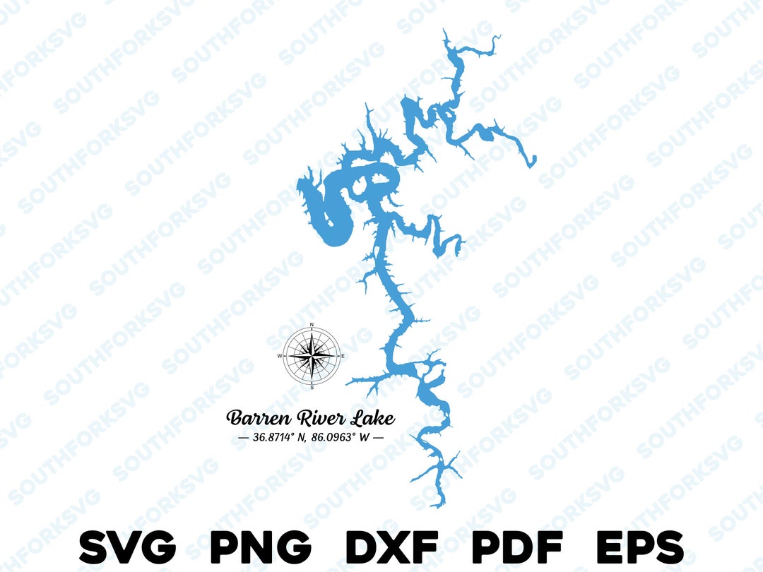 Barren River Lake Kentucky Map Shape Silhouette Svg Png Dxf Pdf Eps ...