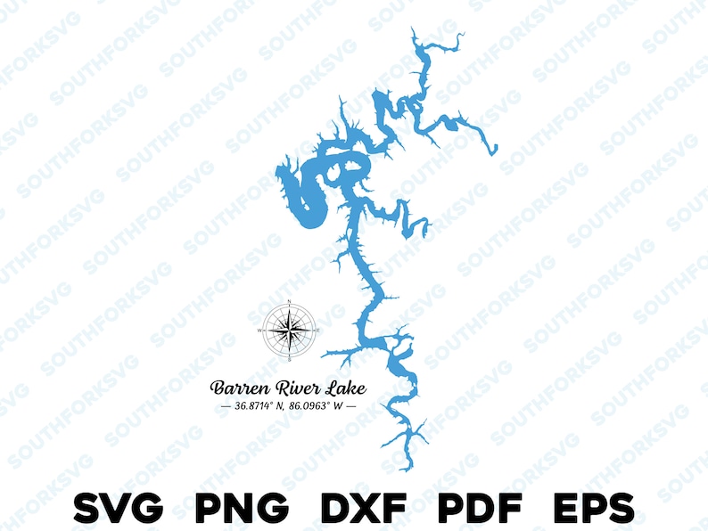 Barren River Lake Kentucky Map Shape Silhouette Svg Png Dxf - Etsy