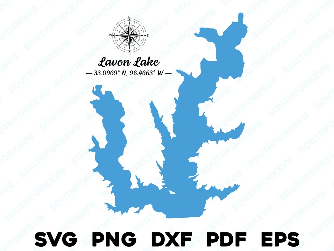 Lavon Lake Texas Map Shape Silhouette Svg Png Dxf Pdf Eps Vector ...