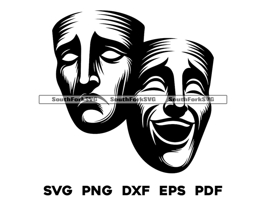Drama Masks Comedy Tragedy | Svg Png Dxf Eps Pdf | Vector Graphic ...