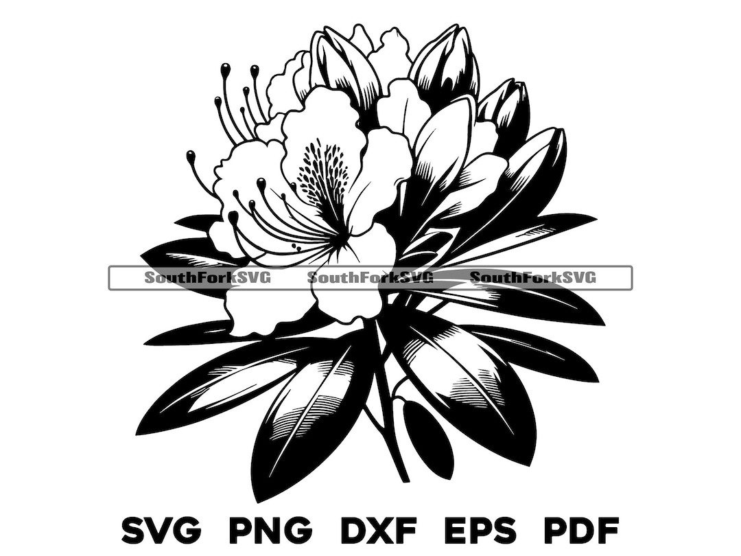 Rhododendron Flower Floral Design Svg Png Dxf Eps Pdf | Vector Graphic ...