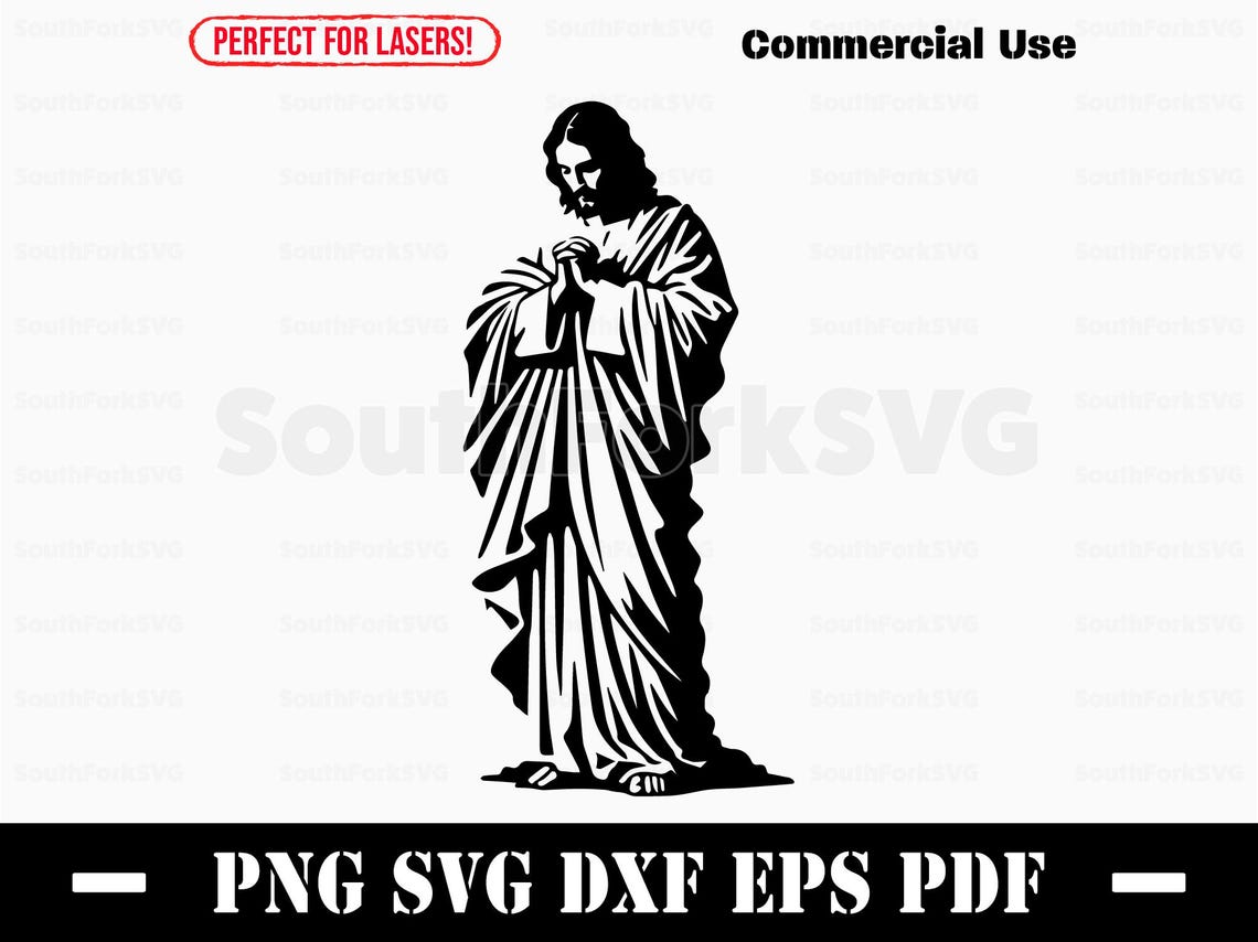 Jesus Praying Svg Png Dxf Eps Pdf | Vector Graphic Design Cut Print Dye ...