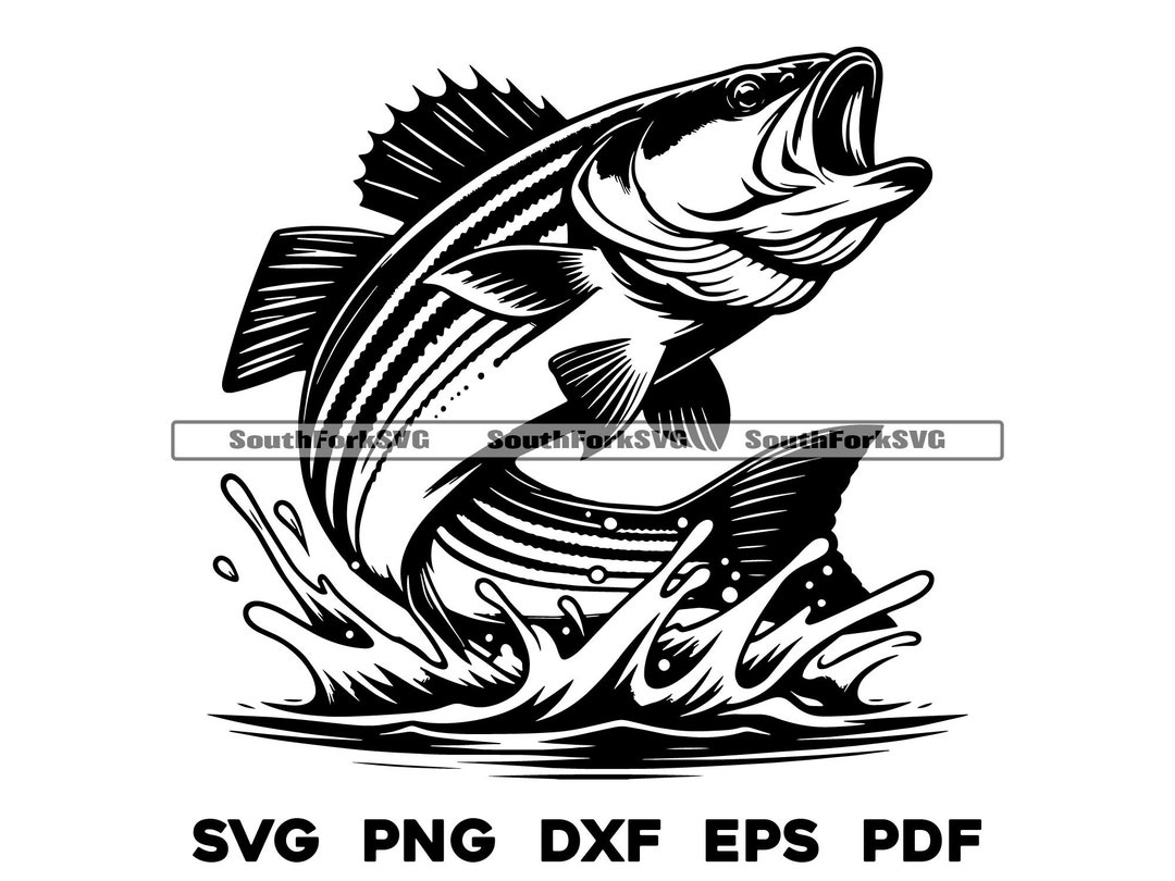 Striped Bass, Striper Jumping 2 | Svg Png Dxf Eps Pdf Transparent ...
