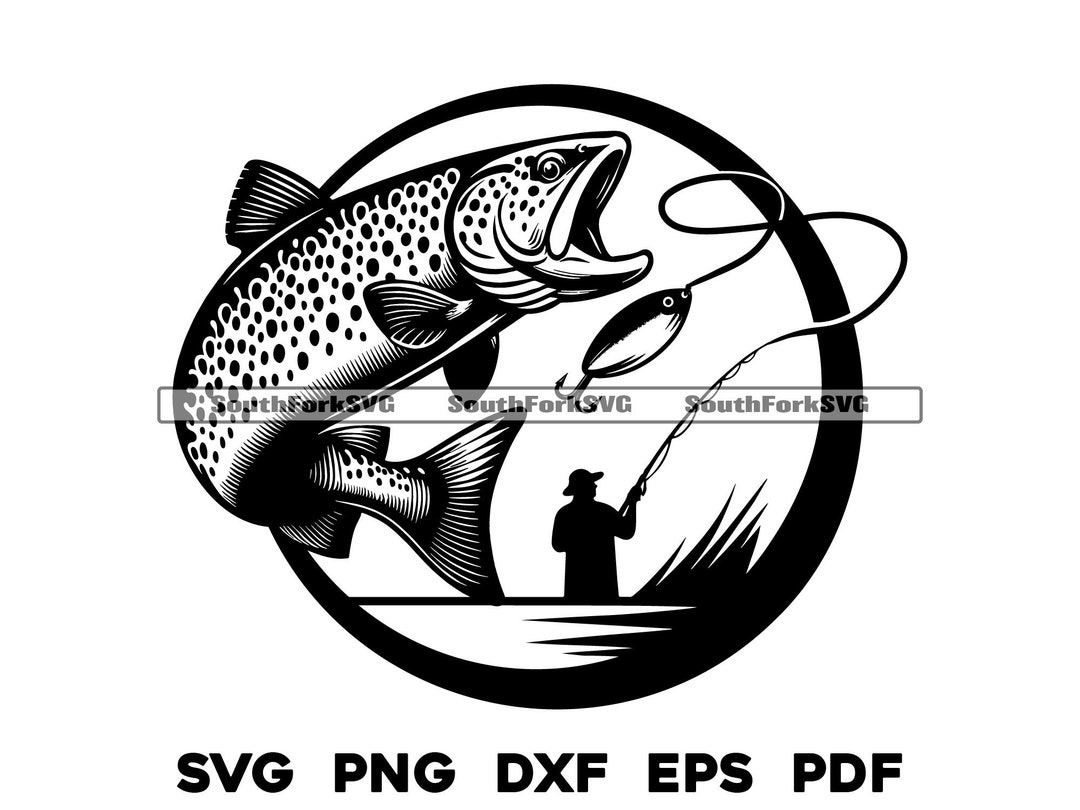 Brown Trout Fishing Design Logo | Svg Png Dxf Eps Pdf | Vector Graphic ...