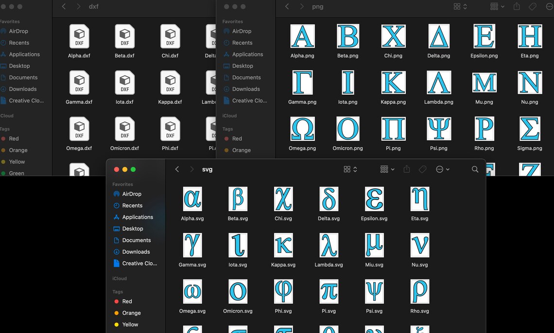 Greek Letters Alphabet Layered by Color SVG PNG DXF Bundle, Greek Svg ...