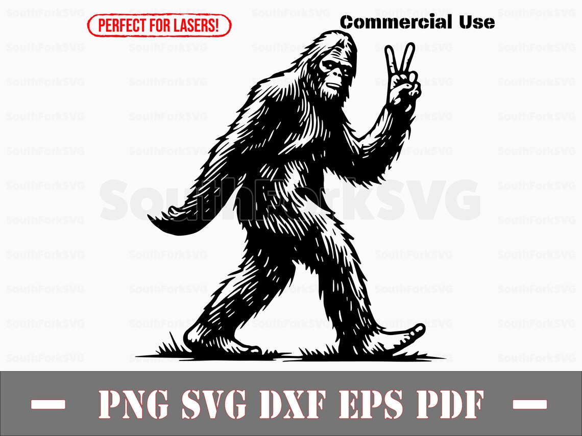 Bigfoot Peace Sign Yeti Sasquatch Svg Png Dxf Pdf Eps | Vector Graphic ...
