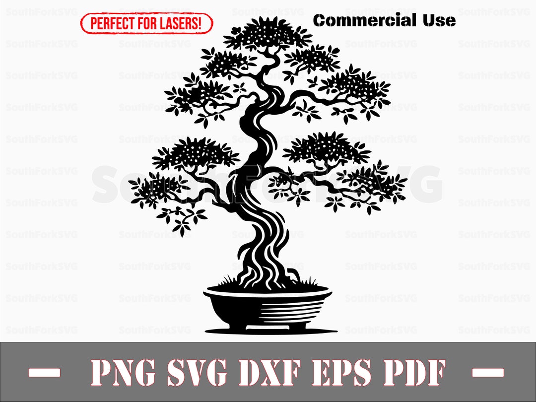 Bonsai Tree Silhouette | Svg Png Dxf Eps Pdf | Vector Graphic Cut File ...