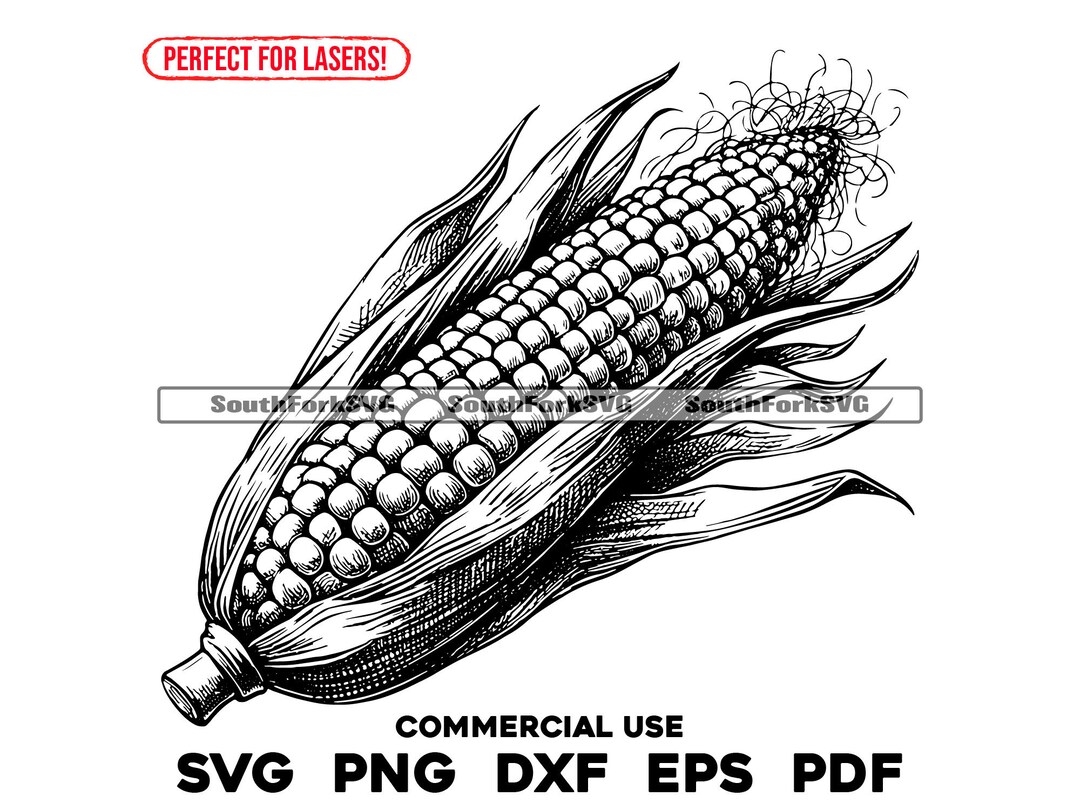 Laser Engrave Files Ear of Corn Svg Png Dxf Eps Pdf | Graphic Cut Print ...