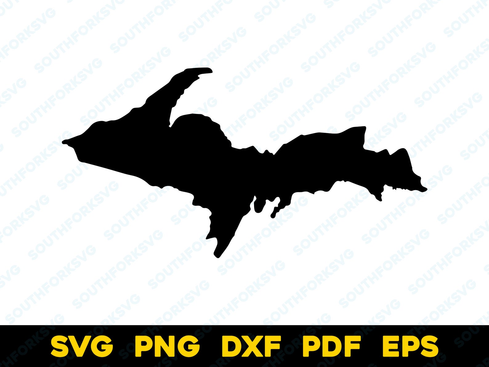 Michigan Upper Peninsula Simple Silhouette Map Shape | Svg Png Dxf Pdf ...